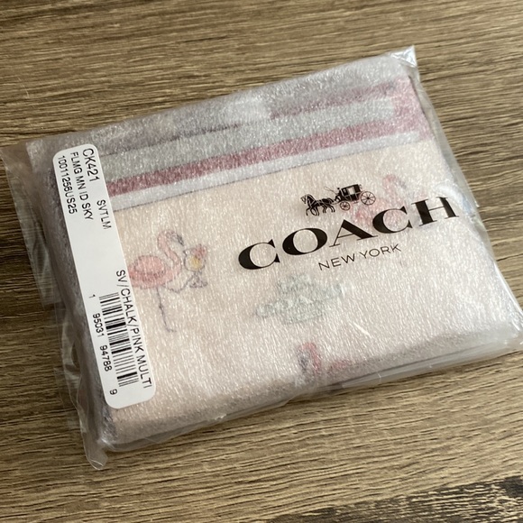 Coach | Bags | Mini Skinny Id Case With Flamingo Print Nwt | Poshmark
